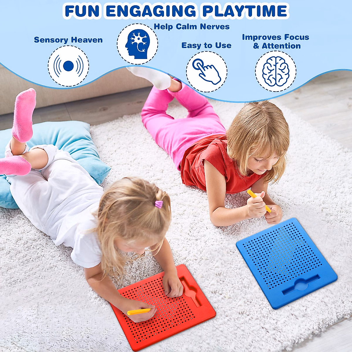 Yexiya 3 Packs Magnetic Drawing Board for Kids with Magnet Pen and Beads Magnetic Tablet Toy Learning Writing Board for Airplane & Car Ride Activities for Kids