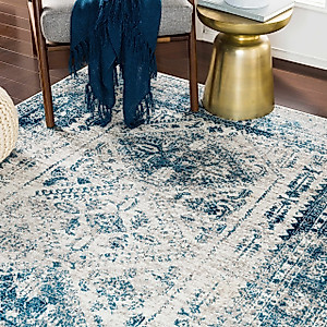 Hauteloom Inkom Hallway, Kitchen Runner Rug - Traditional Bohemian Medallion Carpet - Gray, Blue, Denim - 2'7" x 12'
