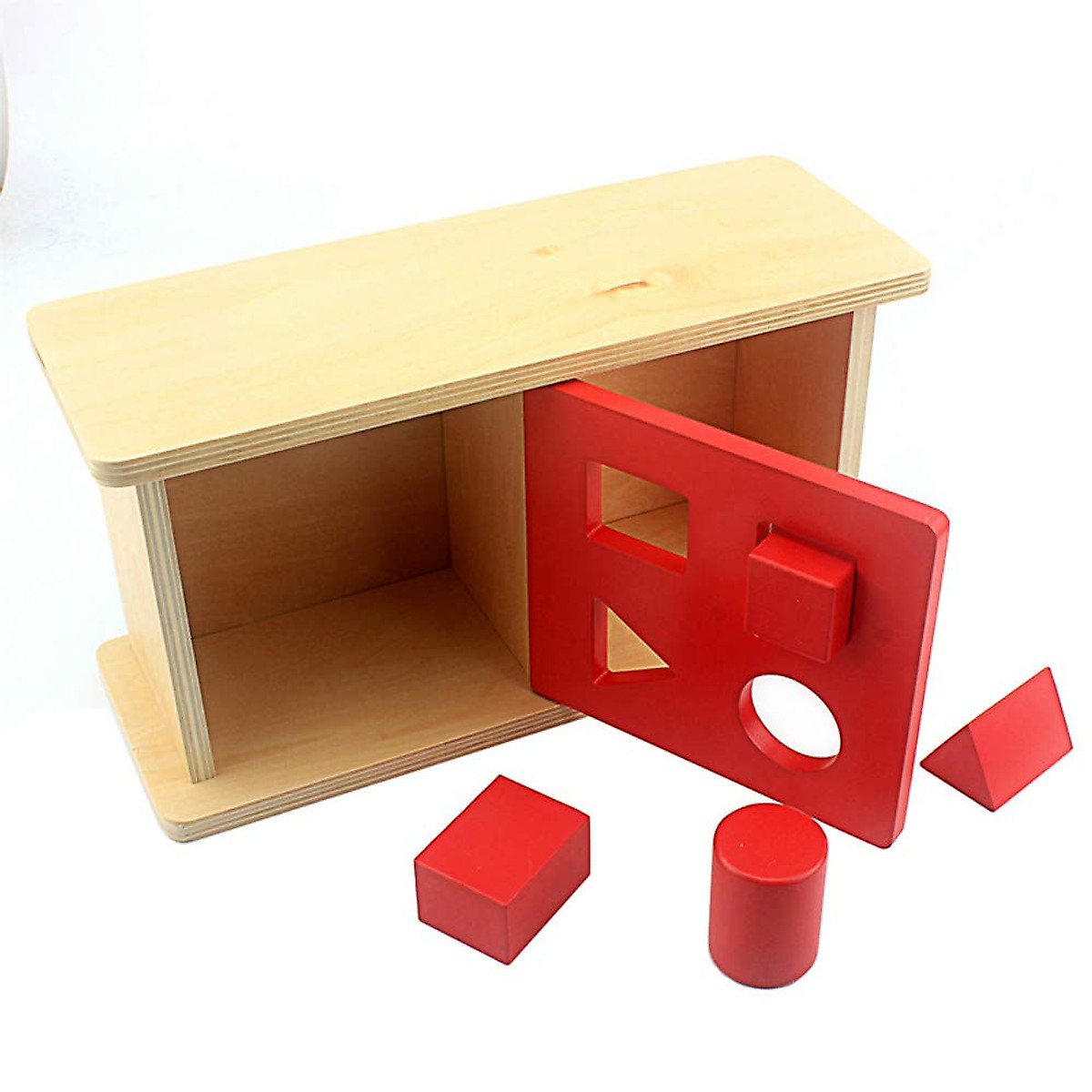 DANNI Montessori Baby Imbucare Box with Flip Lid 4 Shapes Wood Learning Educational Preschool Training Children Practical Life Skills Toy