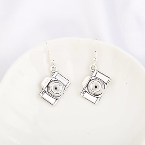 FUSTMW Photographer Gift Camera Infinity Love Charm Y Necklace Travel Jewelry Photography Gifts (Camera earring)