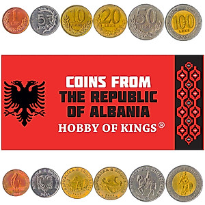 6 Coins from Albania | Albanian Coin Set Collection 1 5 10 20 50 100 Leke | Circulated 1995-2020 | Teuta | Genthios | Dalmatian Pelican | Two Headed Eagle | Berat Castle | Liburn Ship