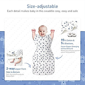 Knirose Swaddle Blanket Sleep Sack with Arms Up Design Help Baby Self-Soothing 2 Packs, 3-Way Transitions to Arms-Free Wearable Sleeping Bag for Newborn Baby Snug Fit Calms Startle Reflex Better Sleep