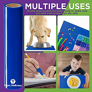 Mars Wellness Non Slip Silicone Grip Material Roll - Anti Slip Large Roll - 7.87" X 3' Feet - Cut to Size - Eating Aids, Baking, Crafts, Table, Counter, Drawer or Any Surface - Blue