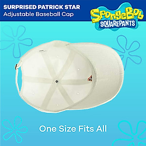 Spongebob Squarepants Dad Hat, Patrick Star Cotton Adult Baseball Cap with Curved Brim, White, One Size