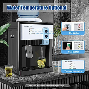 SNKOURIN Top Loading Water Cooler Dispenser, Water Dispenser for 5 Gallon Bottle, 3 Temperature Settings,Hot & Cold Water Cooler Dispenser for Home Office Coffee Tea Bar Dormitory,White