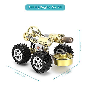 Gugxiom Hot Air Stirling Engine, Stirling Engine Kit, Toy Engine, Car Engineer Generator Model Science Experiment Physical Car Toy, Educational Toy for Teenagers Adults Learning