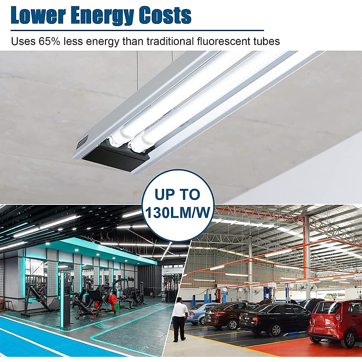 JESLED Dimmable T8 LED Type B Light Bulbs 4 Foot, 3120+Lumens, 5000K Daylight White, 24W (65W Equivalent), 4FT Fluorescent Tube Replacement, Ballast Bypass, Dual Ended Power, Frosted, 4-Pack