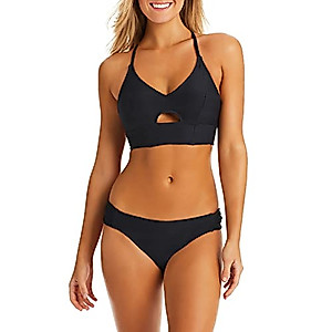 Jessica Simpson Women's Standard Side Shirred Bikini Bottom, Black, X-Large