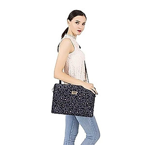 MOSISO Laptop Bag for Women, 15 inch Computer Bag Compatible with MacBook, HP, Dell, Lenovo, Asus, Notebook, 15.6 inch Laptop Messenger Shoulder Bag with Strap, Pink Cheetah Print Black Base