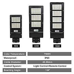 MA STRAP Street Light 120W Solar Panel Street Light Outdoor Dusk to Dawn LED Solar Powered Street Lamp Security Led Flood Light with Remote Control Waterproof Radar Sensor for Yard, Road,Garden,Park