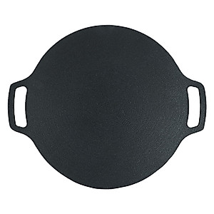 SPYMINNPOO Non Stick Grill Pan, Korean BBQ Grill Pan with Double Handle 6 Layer Coating Multifunctional Round Griddle for Gas Cooker (33cm/13.0in)