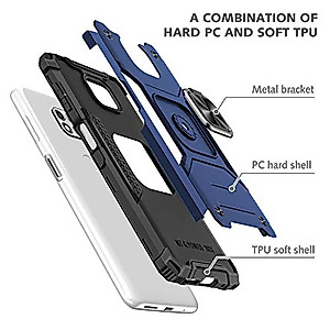 Amytor Designed for Motorola Moto G Power 2021 Case [2 x Tempered Glass Screen Protector] [ Military Grade ] 17Ft. Drop Tested Armor Protective Phone Case with Magnetic Car Mount Ring Kickstand (Blue)