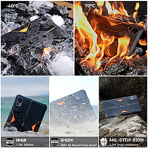 FOSSIBOT DT1 10.4 inch Android 13 Tablet,11000mAh Rugged Tablet 2K FHD+16GB+256GB Tablet 48MP+16MP Camera Smart Tablet IP68-69K Waterproof Tablet 4G Dual SIM+5G WiFi Tablet 18W Fast Charging/OTG/1TB