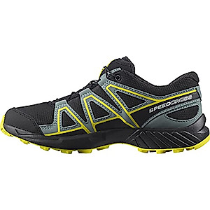 Salomon Kid's Speedcross Trail Running Shoes, Black/Black/Evening Primrose, 2 Little Kid