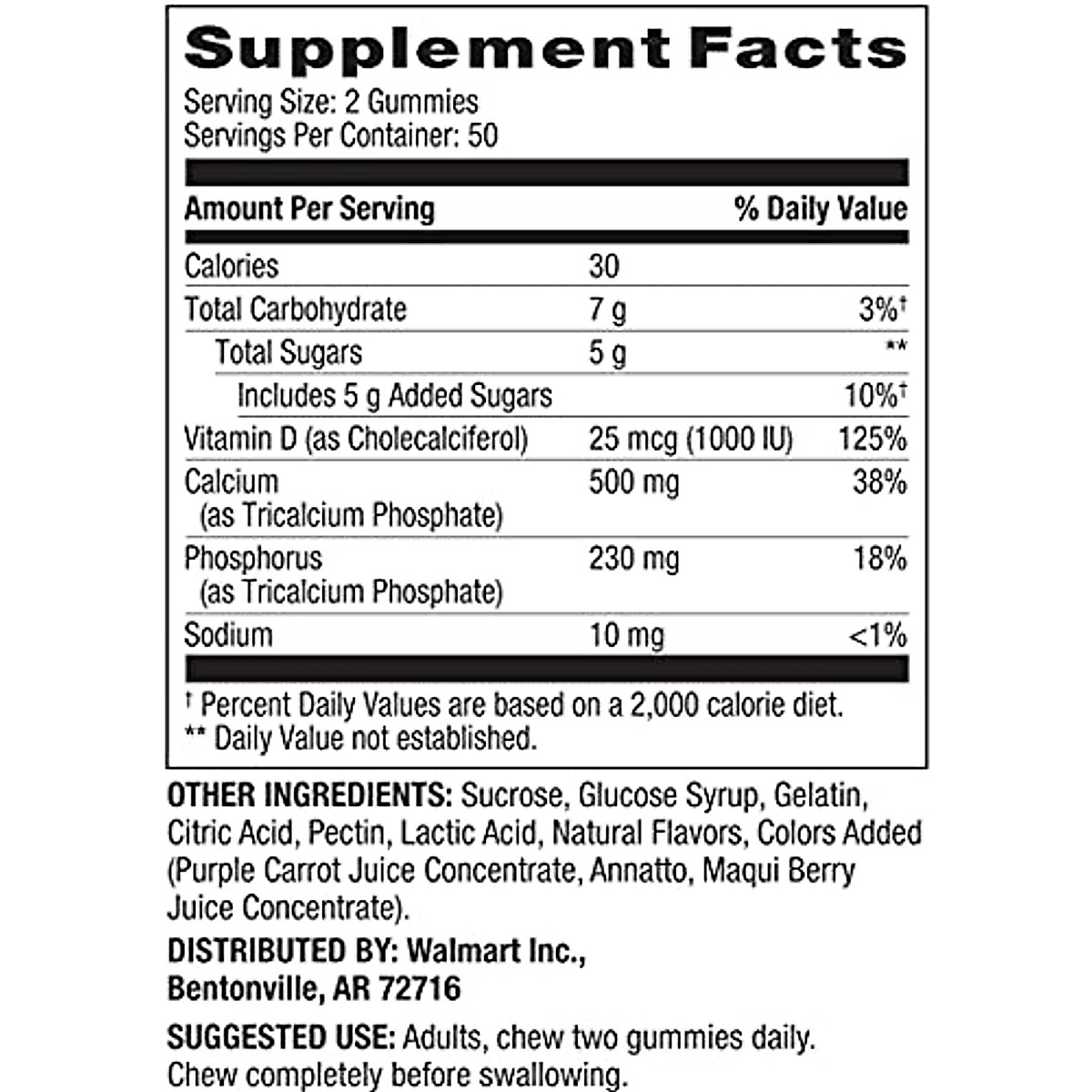 Spring Valley Adult Gummy Calcium with Vitamin D3 50 servings