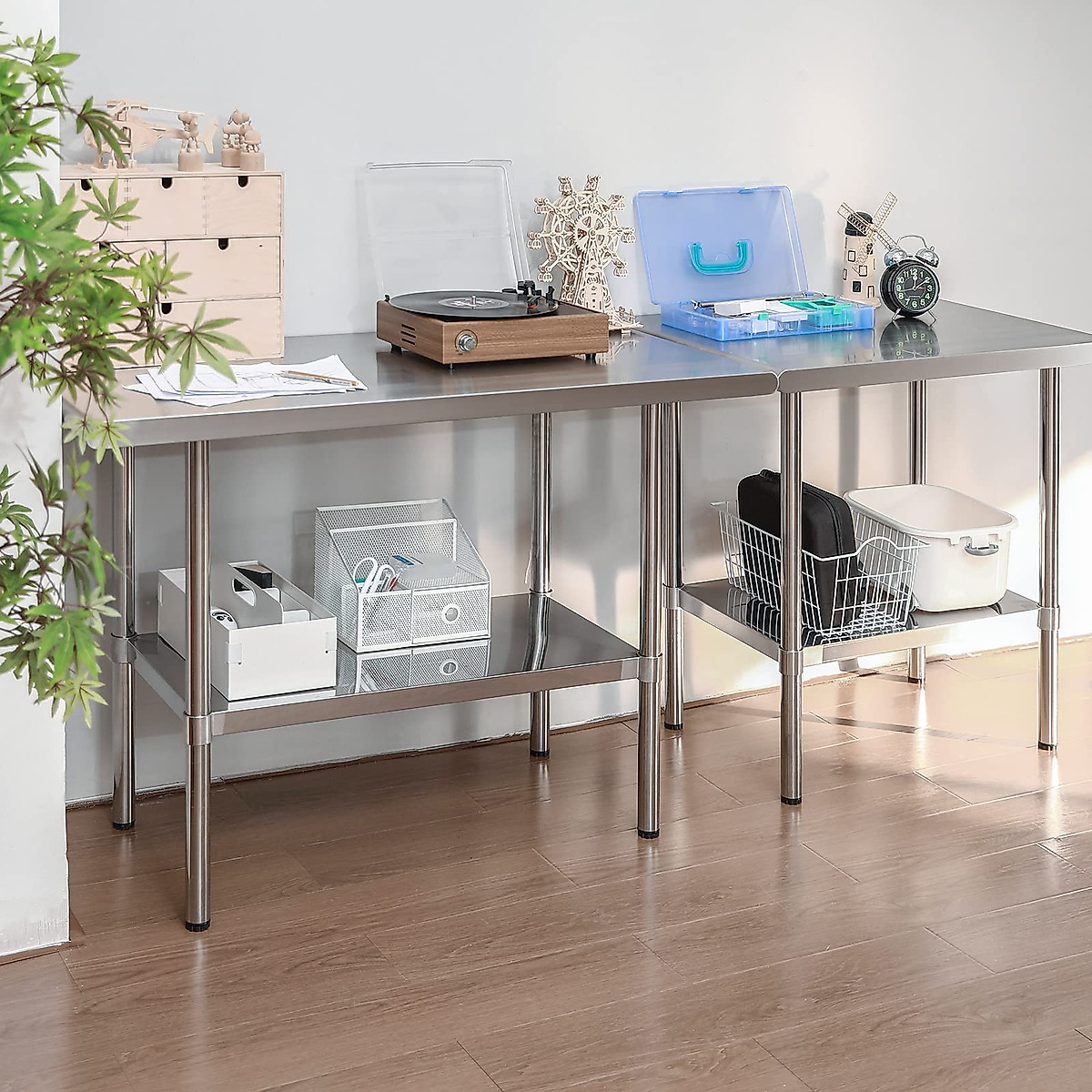 Land Guard Stainless Steel Prep Table - Commercial Work Table with Adjustable Undershelf, Scratch Resistent and Easy to Install Metal Table for Restaurant, Hotel, Home, Garage…