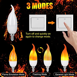 MyoGrip E12 LED Flame Light Bulbs, 3 Modes Flickering Light Bulbs, Candelabra Candle Fire Light Bulb for Home Party Patio Indoor Outdoor Halloween Decorations (8 Pack)