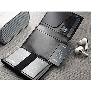 PULARYS Mini Wallet BONO - Italian Leather - SD Card Slot - Up to 8 Card Slots - Snap fastener - Pen Holder - For Men and Women - Classic Design