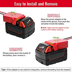 1 Pack Power Wheels Adapter for Milwaukee M18 Battery Adapter Power Wheels Battery Converter Kit with Fuse & Switch & Wire Terminals & 12 AWG Wire for DIY RC Car Toys Robotics