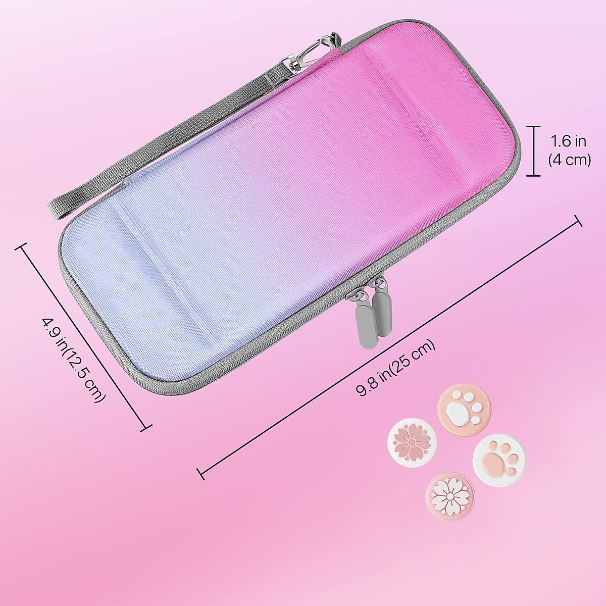 TNP Carrying Case For Nintendo Switch - Easy Carry Switch OLED Travel Case With Removable Wristlet Strap, Slim Case for Nintendo Switch with 10 Game Card Storage & 4x Thumb Grip Caps, Light Blue