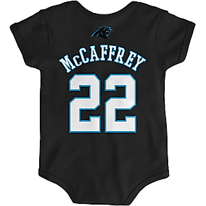Outerstuff NFL Newborn Infants Team Color Name and Number Bodysuit Creeper (18 Months, Christian McCaffrey Carolina Panthers Home Black)