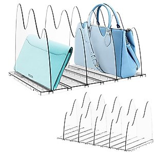 Wotendy Purse Storage Organizer for Closet, Clear Closet Bag Storage Dividers Rack, Adjustable Shelf Divider for Closet Organization Handbag Separators Closet Purse Organizers and Storage