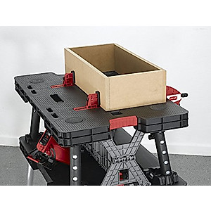 Keter Folding Compact Adjustable Workbench Sawhorse Work Table with Clamps 700 lb Capacity