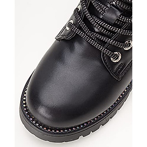 Vince Camuto Girls' Biker Boots - Quilted Chunky Combat Moto Biker Work Boots (Little Girl/Big Girl), Size 1.5, Black