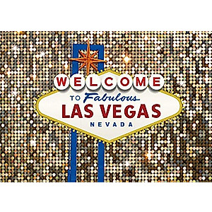 Cenven Welcome to Las Vegas Backdrop Fabulous Casino Night Poker Party Movie Themed Photography Background Gold Luxury Prom Costume Dress-up Birthday Party Supplies 7x5FT