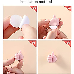 6Pcs Multifunctional Clip Holder Thumb Hooks Wire Organizer Wall Hooks Hanger Strong Wall Storage Holder for Kitchen Bathroom (Transparent)