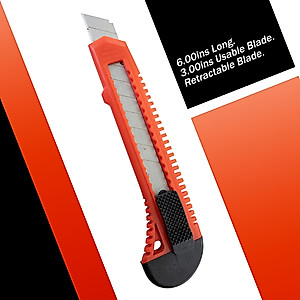 Birdz Utility Knife Box Cutter Razor Auto-Lock 4-Pack Set, Retractable Box Cutter Snap Off Blades Knife, for Office, Home, Arts, Crafts, Red and Yellow