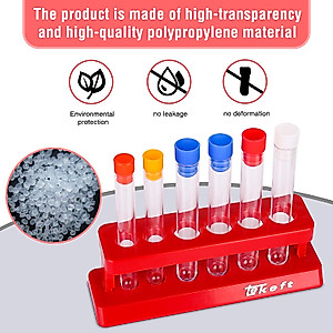 TEKEFT 2 Pack Plastic Test Tube Set with Caps and Rack Scientific Experiment Toys for Children