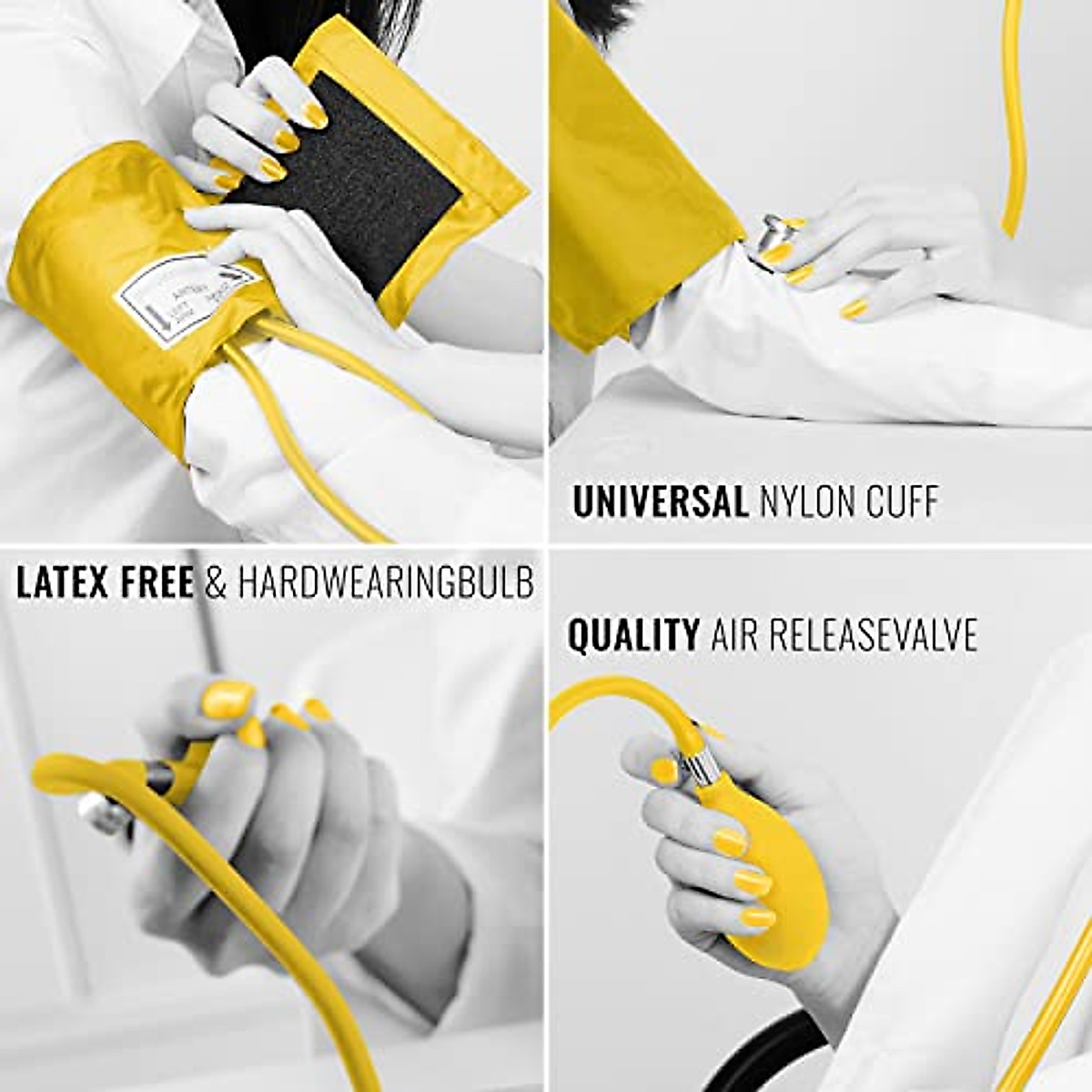 ASA TECHMED Dual Head Sprague Stethoscope and Sphygmomanometer Manual Blood Pressure Cuff Set with Case, Gift for Medical Students, Doctors, Nurses, EMT and Paramedics, Yellow