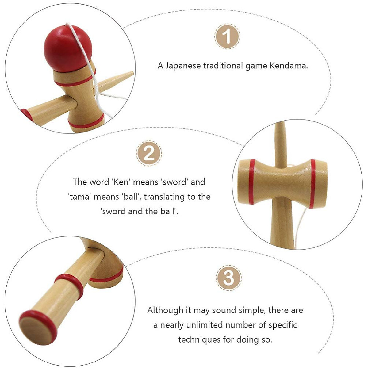 BESPORTBLE Wooden Tribute Kendama Toy Japanese Cup and Ball Catch Kadoma Game Ball in Cup Game Hand Eye Coordination Ball Catching Cup 2pcs