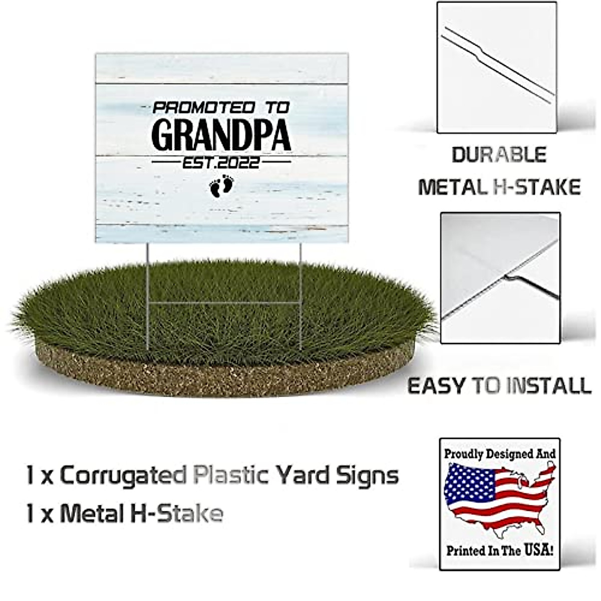 Lawn Garden Sign Promoted to Grandpa Corrugated Sign Funny Housewarming Gift Inspirational Quotes for Garage Sales Rent Open House Construction 18"x24"