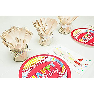 FirstChoice EcoNaturals 300 Count Disposable Wooden Cutlery Set, 100 Forks, 100 Spoons, 100 Knives, Wooden Utensils in Paper Box with Sectional Tray