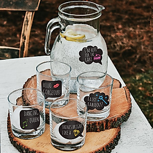 Funny Wine Glass Drink Markers - 18 Static Clings Reusable Glass Stickers - For Wine Tasting Party, Wine Gift and Favors