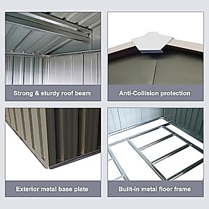 Okak Outdoor Storage Shed 8x10 FT Steel Utility Tool Storage Sheds House with Lockable Doors Waterproof Metal Garden Shed Outdoor Storage for Backyard Garden,Patio,Grey