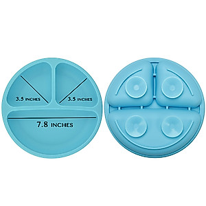 PandaEar Divided Unbreakable Silicone Baby and Toddler Plates & Stay Put Spill Proof Stackable Baby Suction Bowls