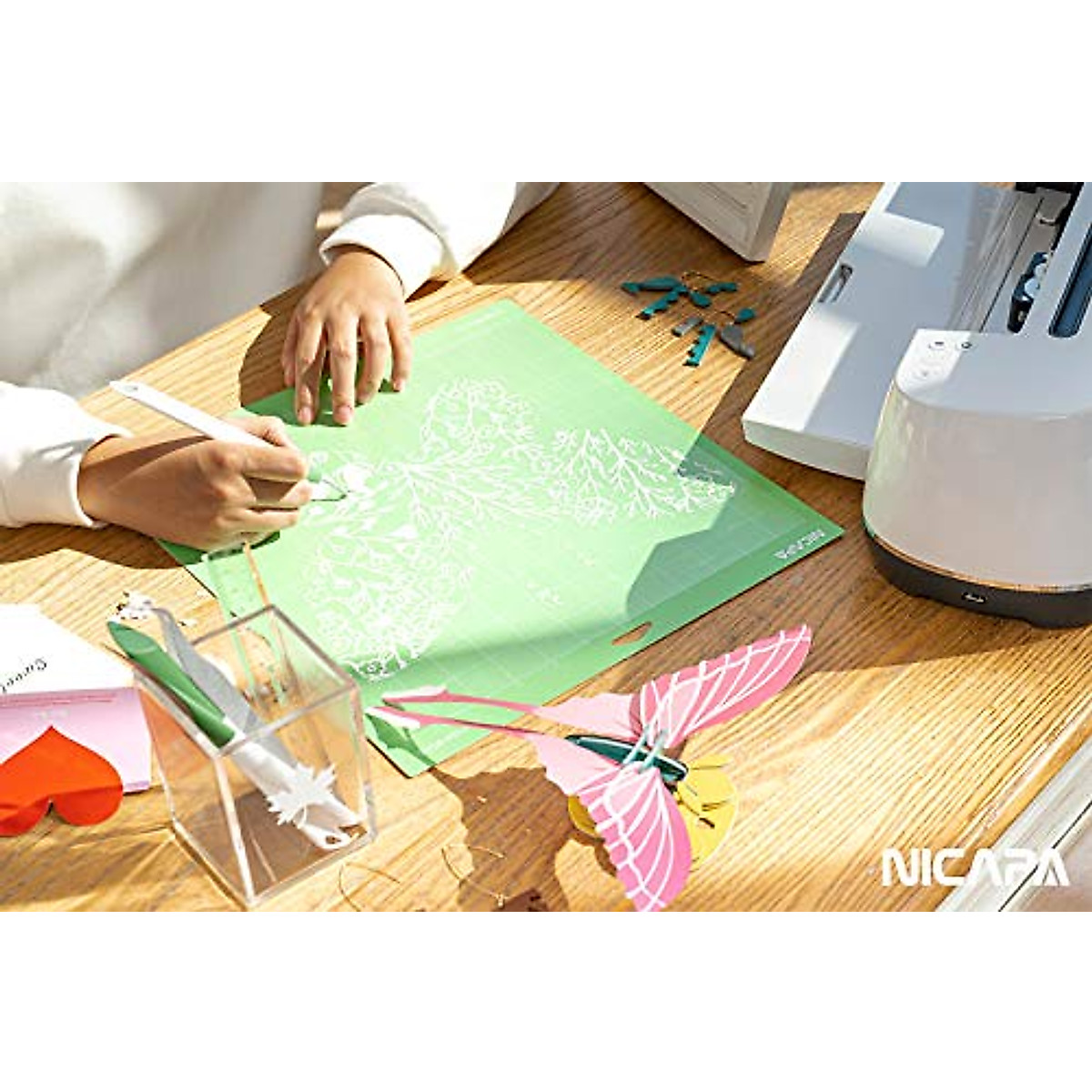 Nicapa Light Grip Cutting Mat for Cricut Maker 3/Maker/Explore 3/Air 2/Air/One (12x12 inch,2 Mats) Light Adhesive Sticky Blue Quilting Replacement Cut Mats