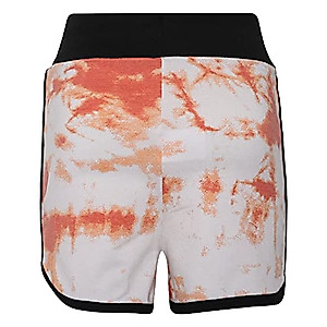 Kids Girls Shorts Gym Sports Tie Dye Orange Print Summer Hot Pant Shorts 5-13 Yr