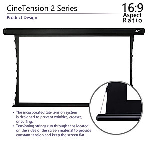 Elite Screens CineTension 2, 110-inch Diagonal 16:9, 4K/8K Tab-Tensioned Electric Drop Down Projection Projector Screen, TE110HW2