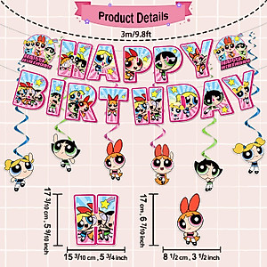 Girls Birthday Party Decorations Set, Girls Happy Birthday Banner, Cupcake Toppers, Balloons for Kids Birthday Party Supplies, Cute Girls Party Decorations for Birthday Party Baby Shower