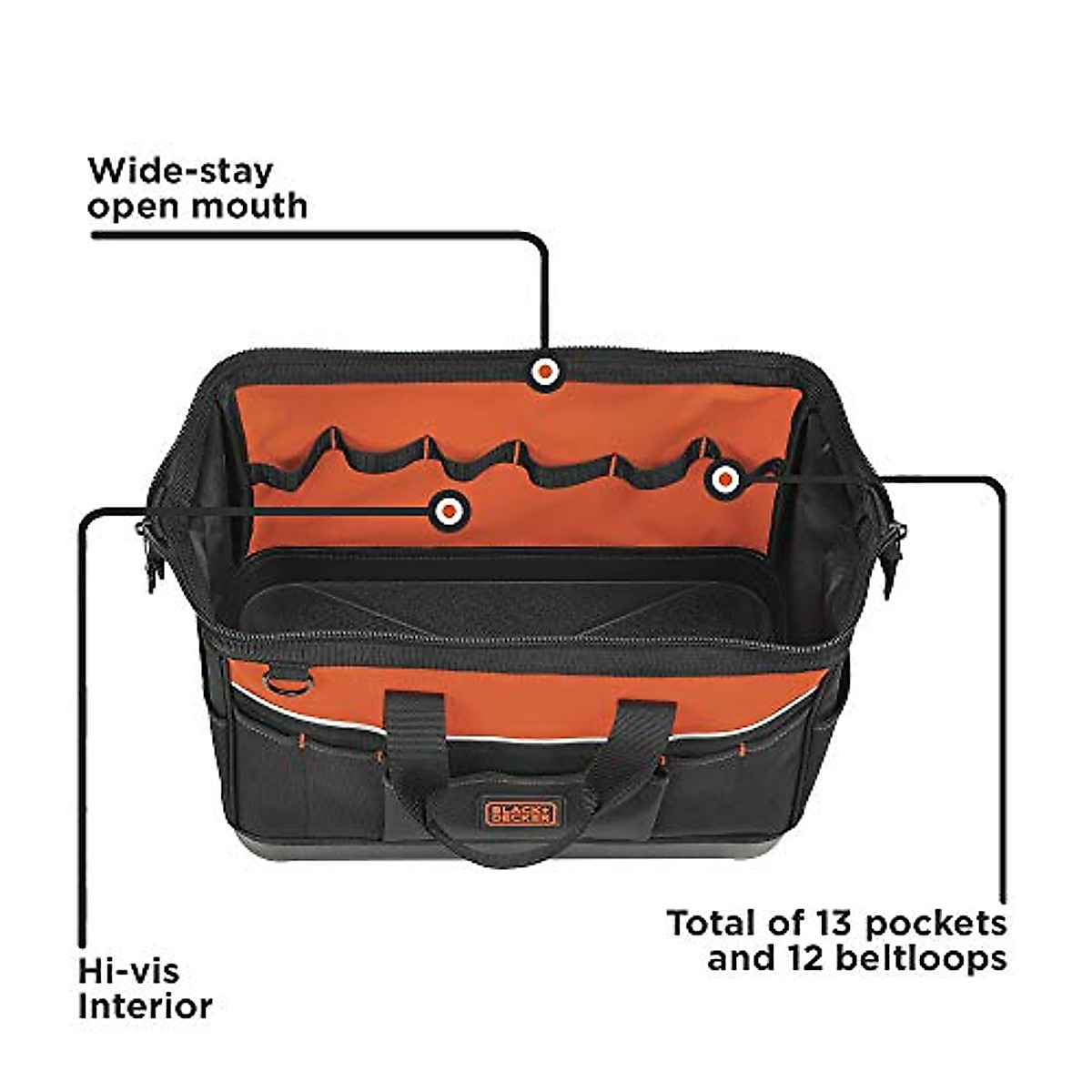 BLACK+DECKER Tool Bag, 16-inch (BDST500002APB)