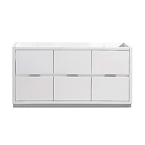 Fresca Valencia 60" Glossy White Free Standing Single Sink Modern Bathroom Cabinet - Cabinet Only (Sink Not Included)
