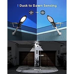 LED Solar Street Lights Outdoor Waterproof,A-ZONE Modern Leaf Shape 500W Dusk to Dawn Solar Street Lamp Remote Control Light 30000 Lumens with Separate Panel for Backyard,Parking Lot,Garage