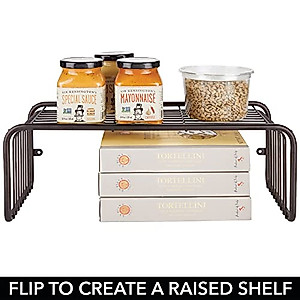 mDesign Wide Metal Wire Farmhouse Wall Decor Storage Organizer Shelf for Entryway, Hallway, Mudroom, Bedroom, Bathroom, Laundry Room - Wall Mount - Bronze