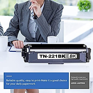 EDH Compatible TN221BK TN-221BK Toner Cartridge Replacement for Brother High Yield Compatible with DCP-9015CDW 9020CDN HL-3140CW 3170CDW 3180CDW MFC-9130CW 9140CDN 9330CDW Printer (1 Pack,Black)