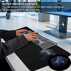 Jahosin Large Gaming Mouse Pad with Stitched Edges,[27.5x11.8In] Extended Mouse Pad with Non-Slip Natural Rubber Base for Gamer/Desktop/Office/Home (70x30 Blackus)