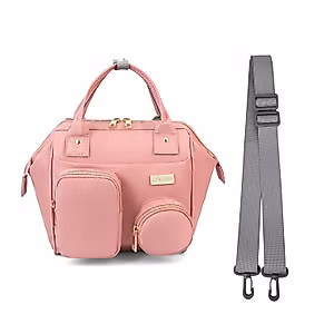 Lmbabter Baby Diaper Bag Backpack Waterproof Multi-Function Convertible Mini Smart Diaper Bag Backpack for Outdoor (Pink)